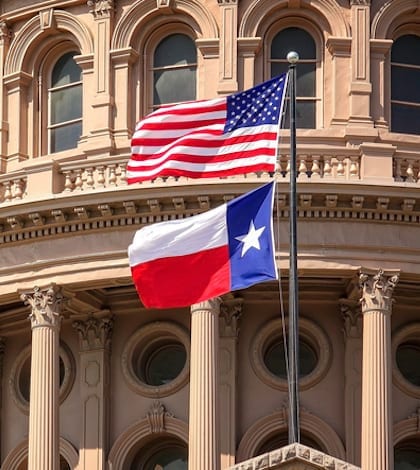American and Texas Flag Flying, Texas State Capitol in Austin - Today's ...